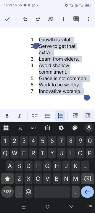 How to do Numbering, Bullets and Checkboxes in the Google Docs Mobile app - YouTube
