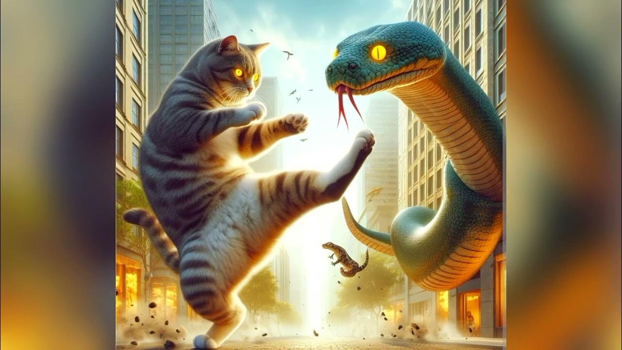 battle yellow eyes cats and python # cute cat# funny cat# cats - YouTube