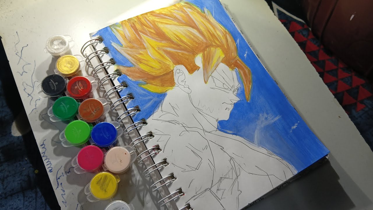 Goku Drawing with water colour |Draw Goku drawing step by step #live # ...