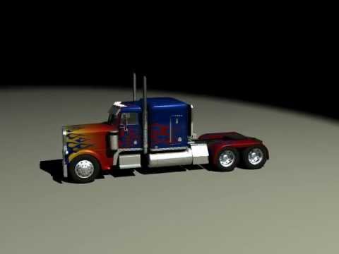 3D model Optimus Prime Peterbilt fly around animation - YouTube