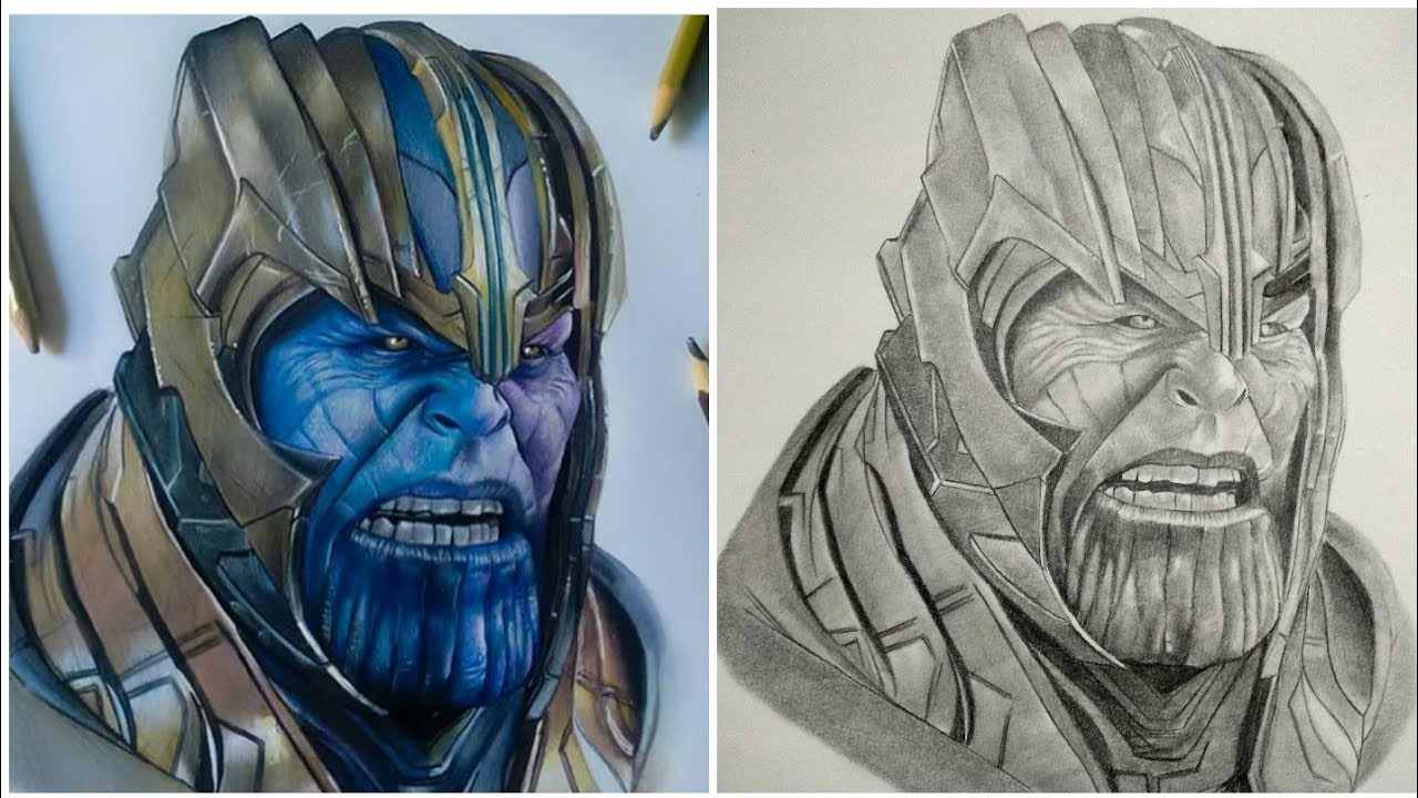 How To Draw Thanos Step By Step Avengers Villain Thanos Drawing Thanos Drawing Youtube