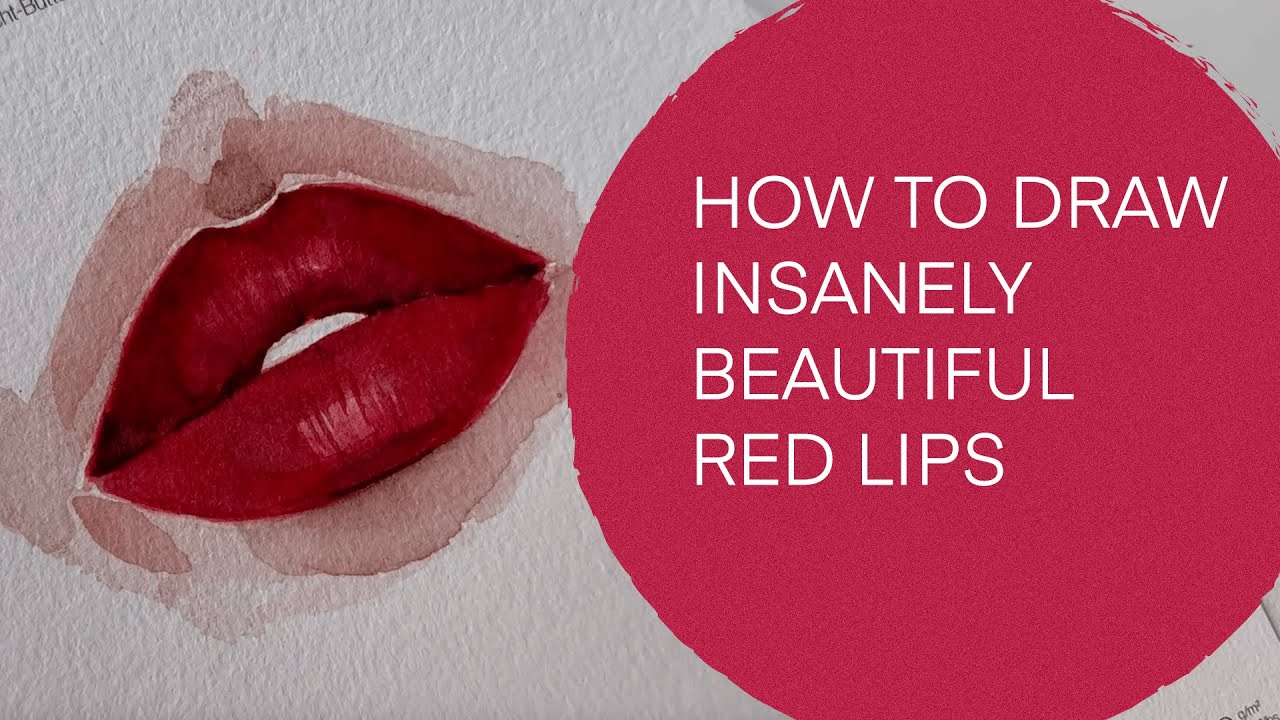 How to draw insanely beautiful red lips - YouTube