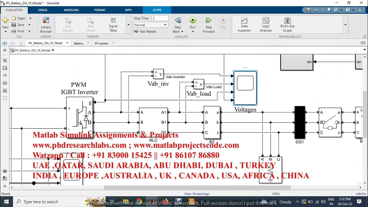 PV, battery and diesel generator with voltage and frequency regulation ...