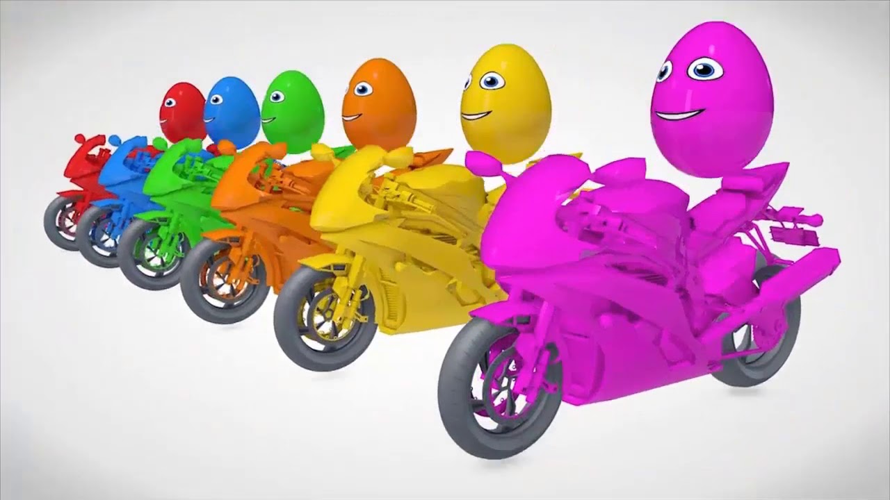 Learn Colors With Surprise Eggs on Motorcycles For Kids and Toddlers ...