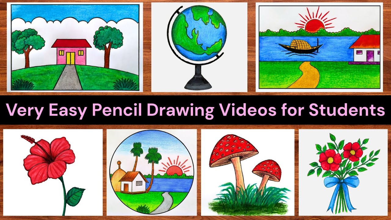 Very easy #pencil #drawing #video tutorial | Easy Drawing for class 4 ...