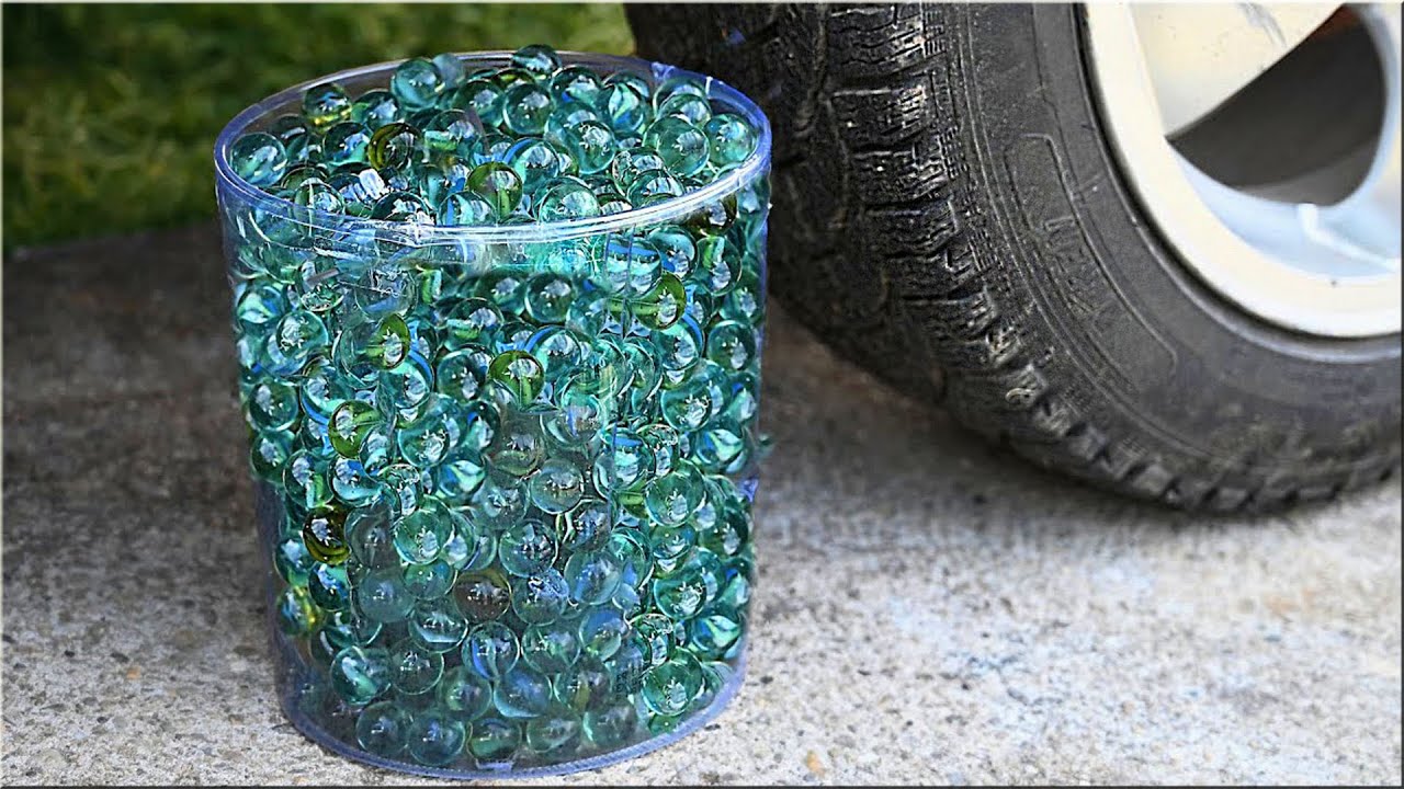 Crushing Crunchy & Soft Things by Car!, EXPERIMENT Car vs 1000 Marbles ...