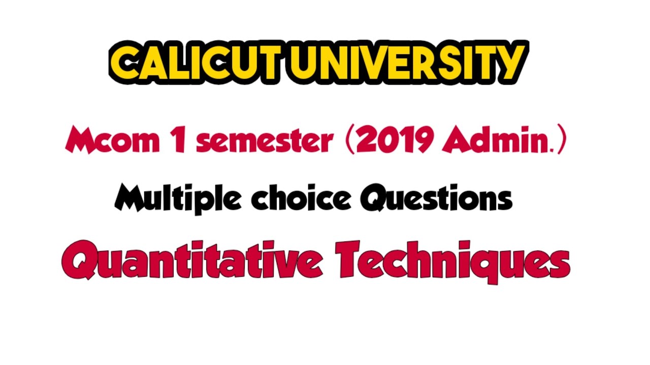 Mcom multiple choice questions/MCQ/Quantitative Techniques MCQ ...