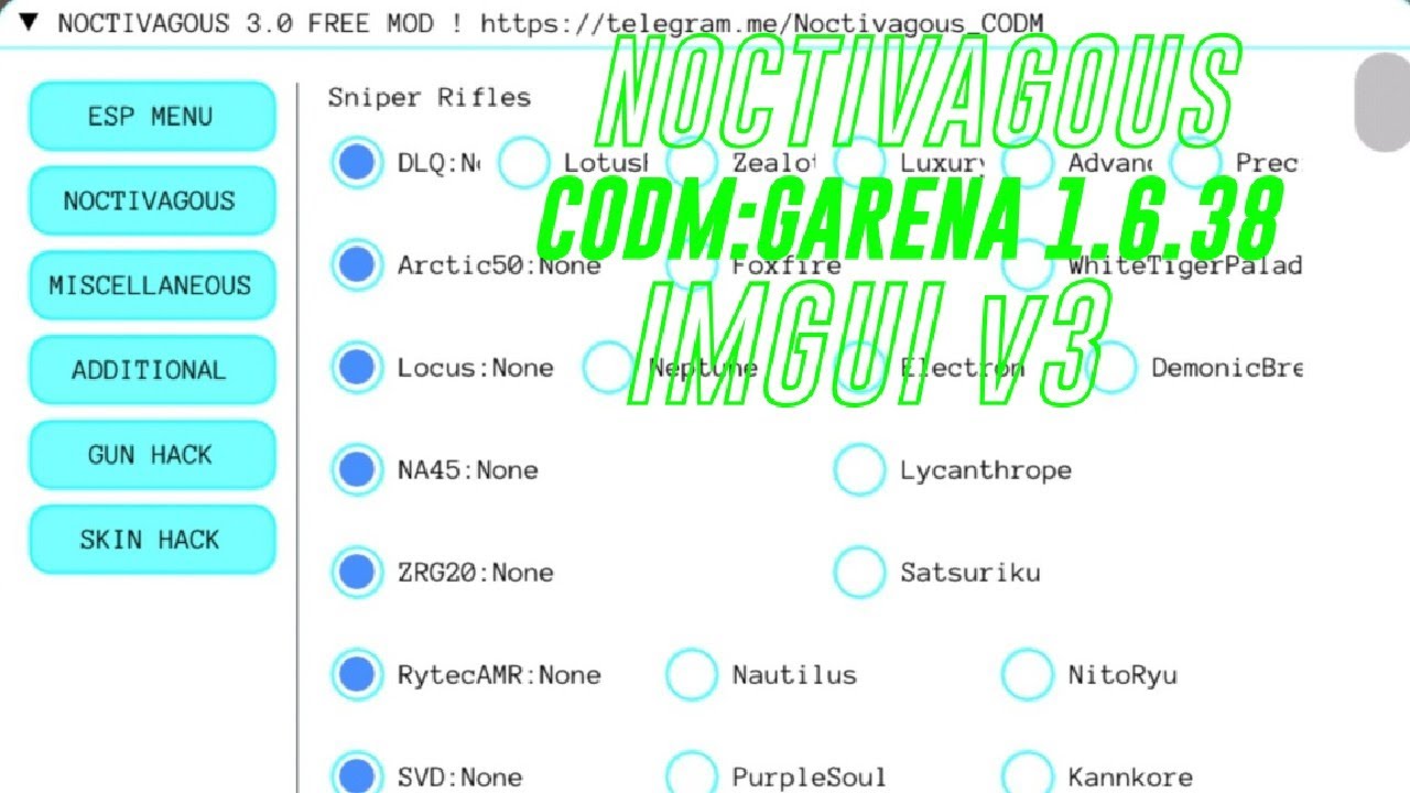 FREE CODM:GARENA | MOD MENU 1.6.38. IMGUI v3 CHEAT (OUTDATED) - YouTube