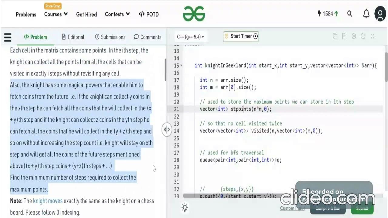 Problem of the day | Knight in Geekland | GFG | BFS | POTD - YouTube