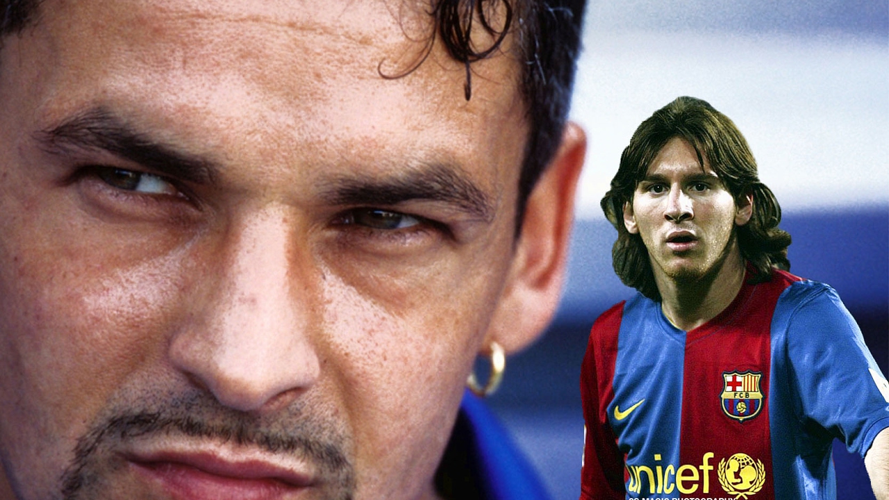 Roberto Baggio incontra Messi dopo Barcellona - Arsenal nei Quarti di ...