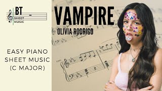 VAMPIRE - Olivia Rodrigo - Easy Piano Sheet Music (C Major) Chords ...