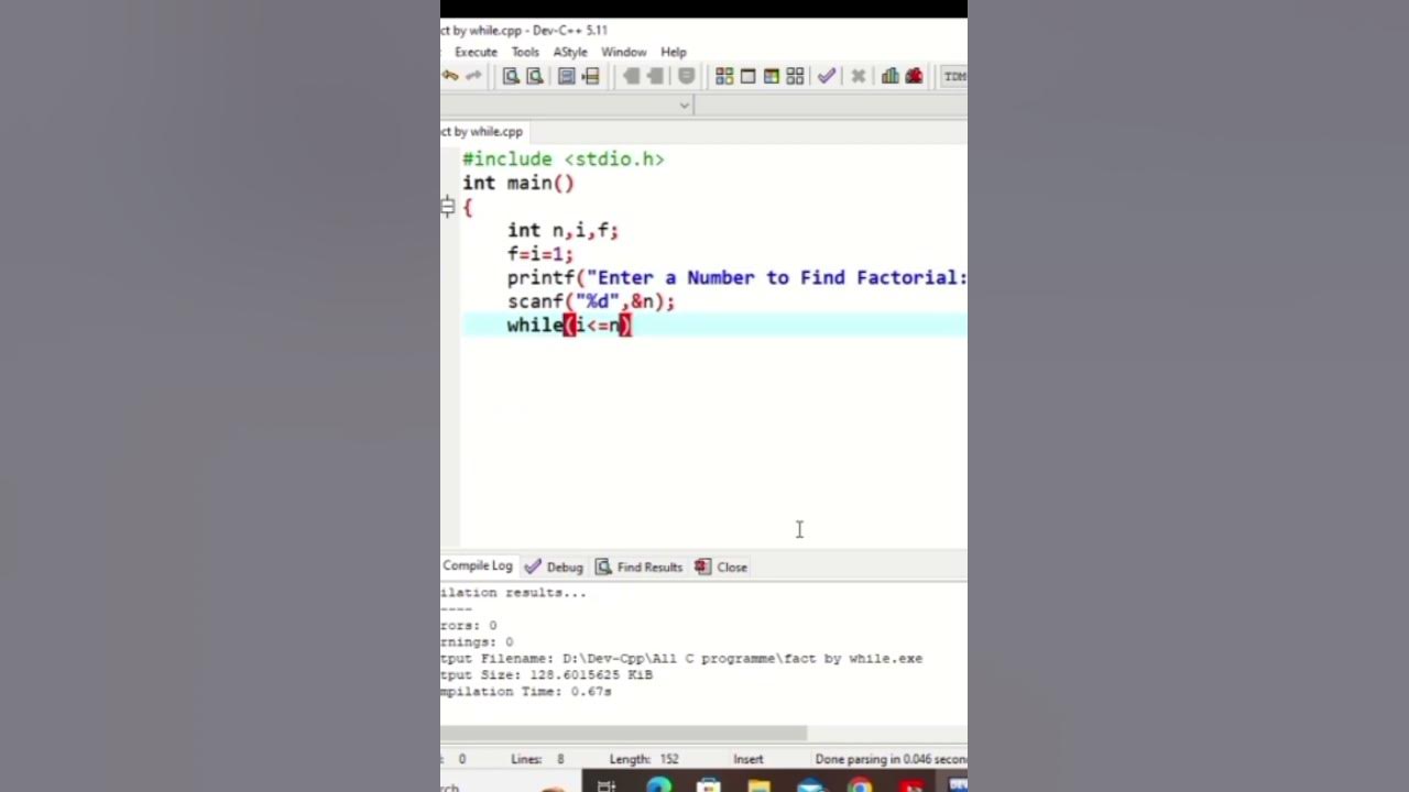 c program to find factorial of any number #cprogramming - YouTube