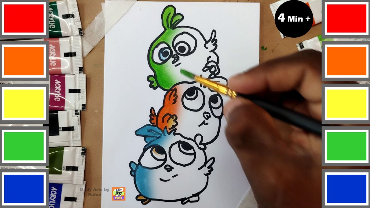 How to Draw Cute Hatchlings from Angry Birds Easy | Coloring Page for ...