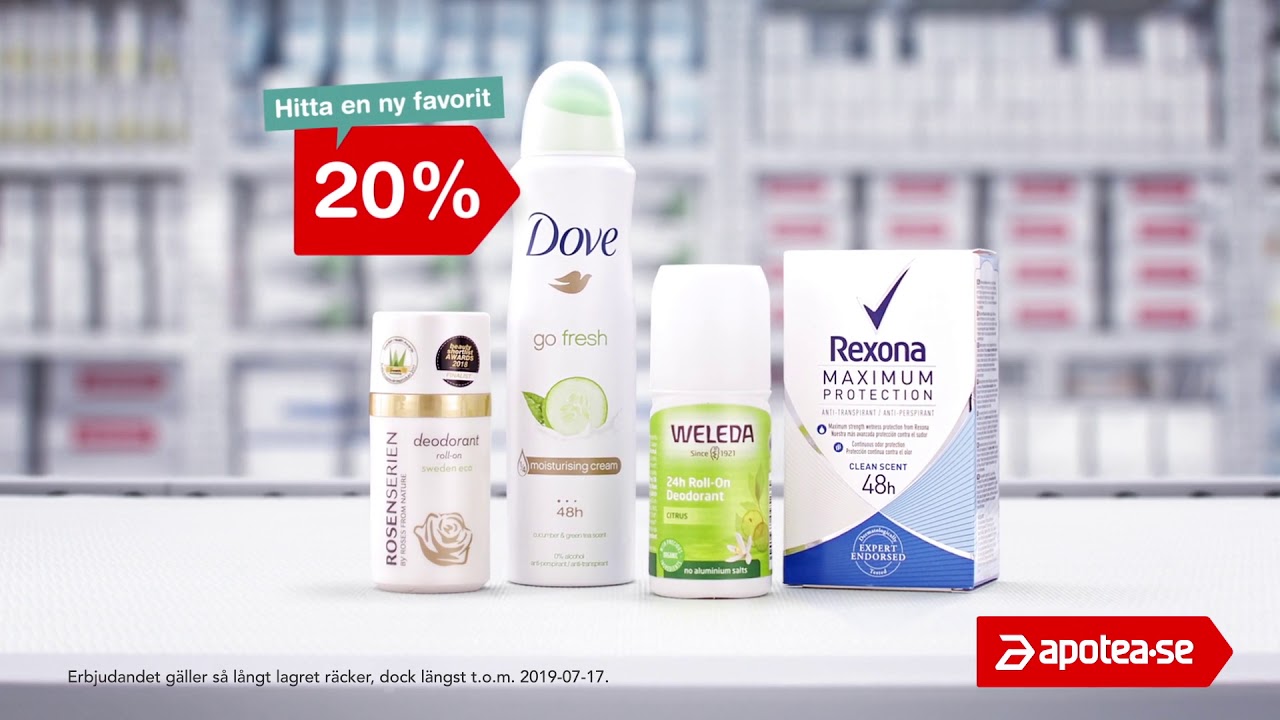 apotea.se juli 2019, Kategorikampanj Resa, Pharbio Omega-3, Deodoranter ...