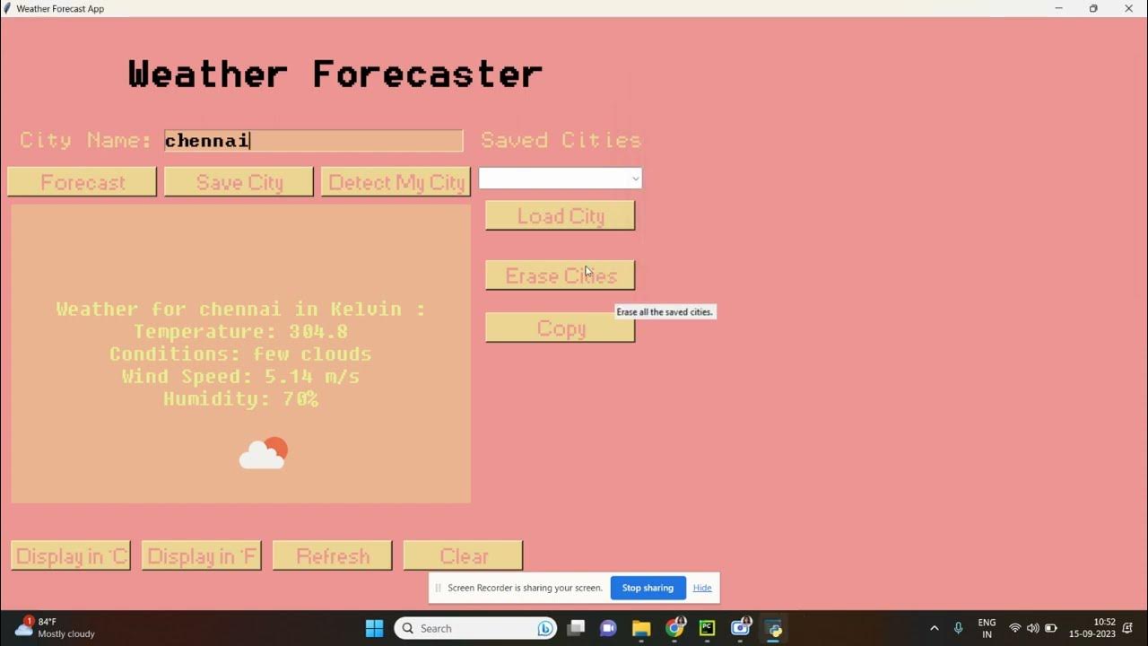 Weather Forecasting App Using Tkinter And Openweathermap Youtube