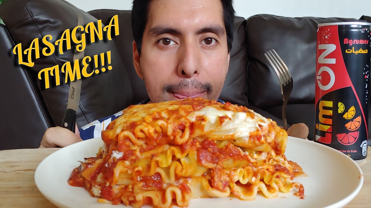 DELICIOUS BRICK SIZED LASAGNA BECAUSE I GOTTA! EATING SHOW ALSO TRYING ...
