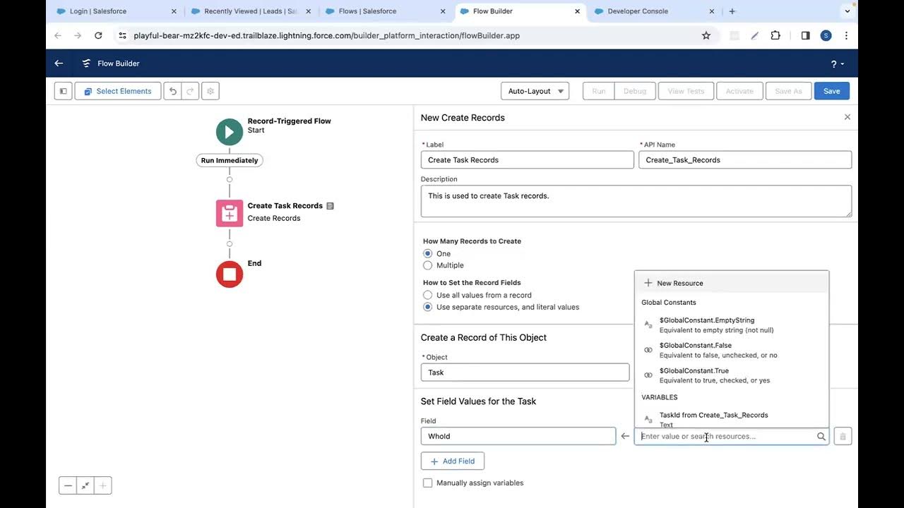 Flow to create Task whenever a Lead is created | Salesforce Record Triggered Flows | Sai Teja ...