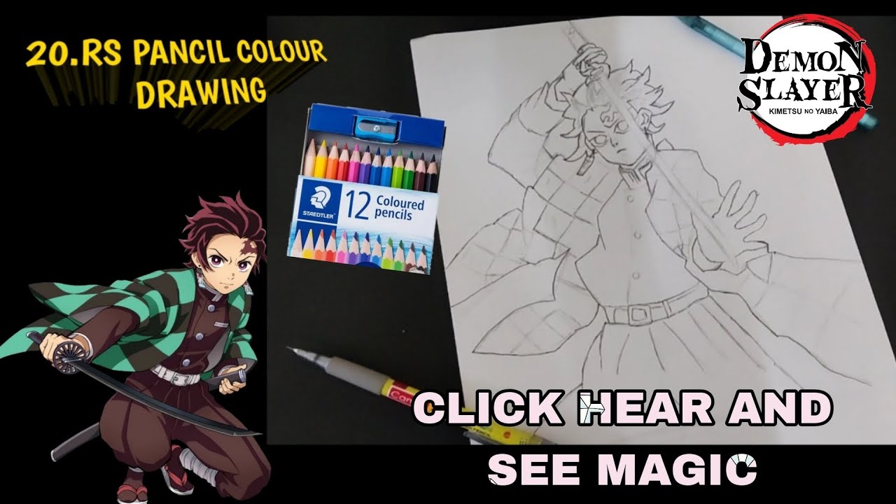 || ️20rs pencil colour demon Slayer character drawing🥰|| - YouTube