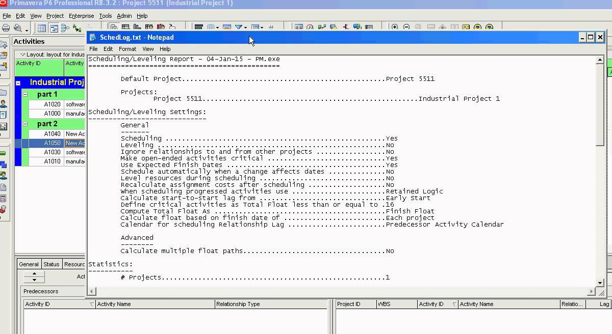 Primavera P6 Analyze the scheduling log report - YouTube