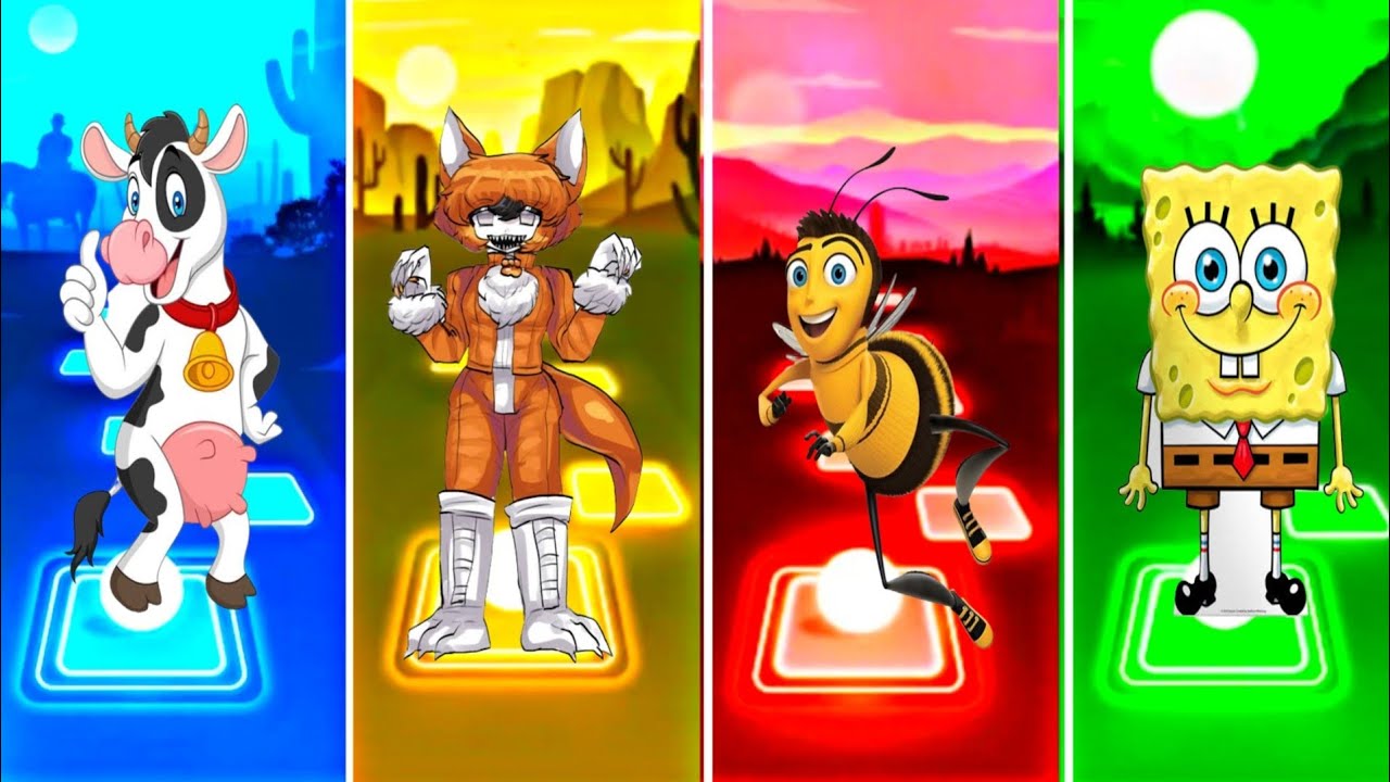 FUNNY_COW🆚KITTYSAURUS🆚SpongeBob_SquarePants🆚Bee ️Who is best player ...
