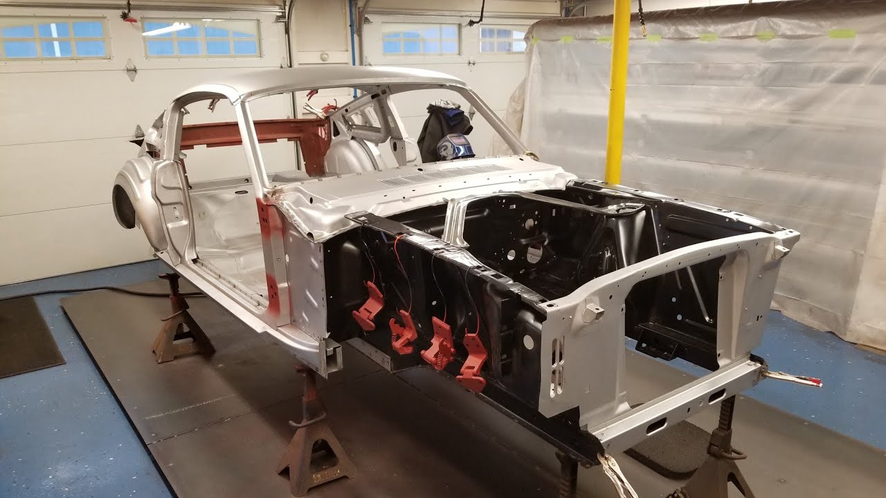 Building A 1965 Mustang Fastback Shell New Front End - YouTube