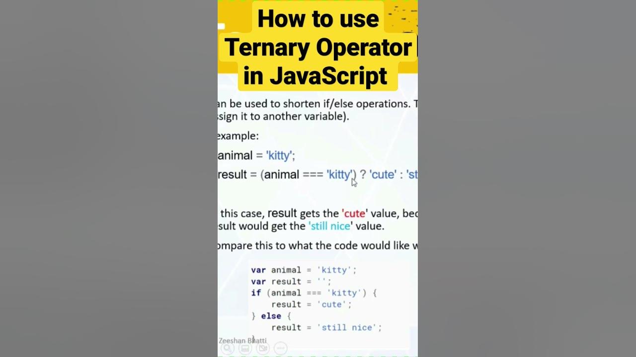 How To Use Ternary Operator In Javascript Javascript Coding Html Css Inspirational