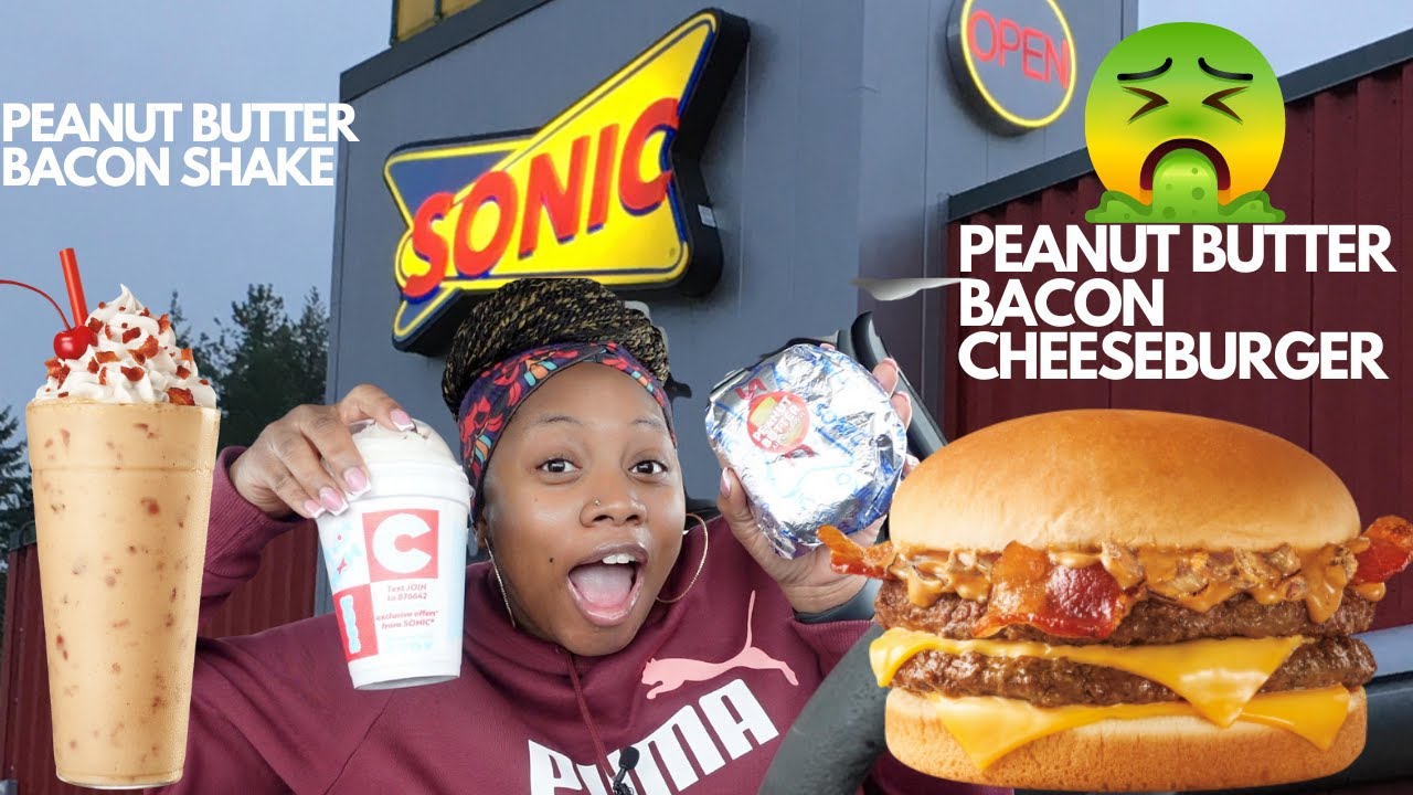 Trying Sonic New Peanut Butter Bacon Cheeseburger And Peanut Butter