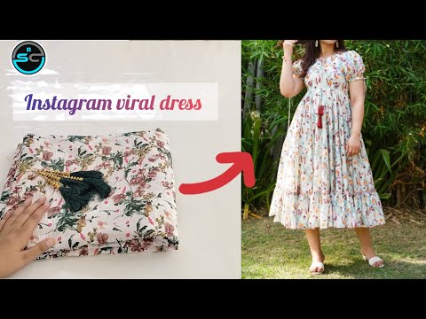 trending full circular frill frock cutting stitching/Instagram virul frill dress/meesho kurti/#dress
