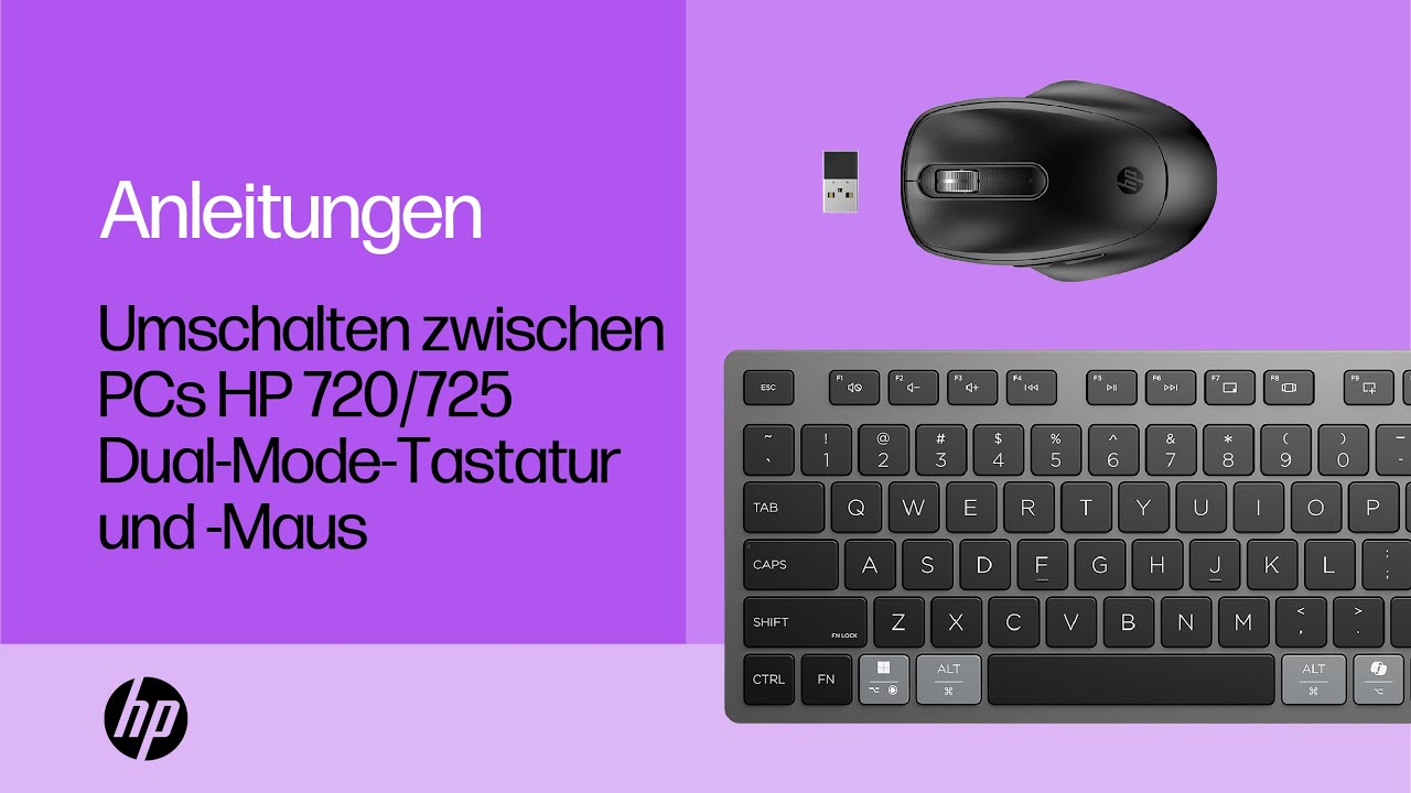 Umschalten zwischen PCs mit der HP 720/725 Dual-Mode-Tastatur und -Maus ...