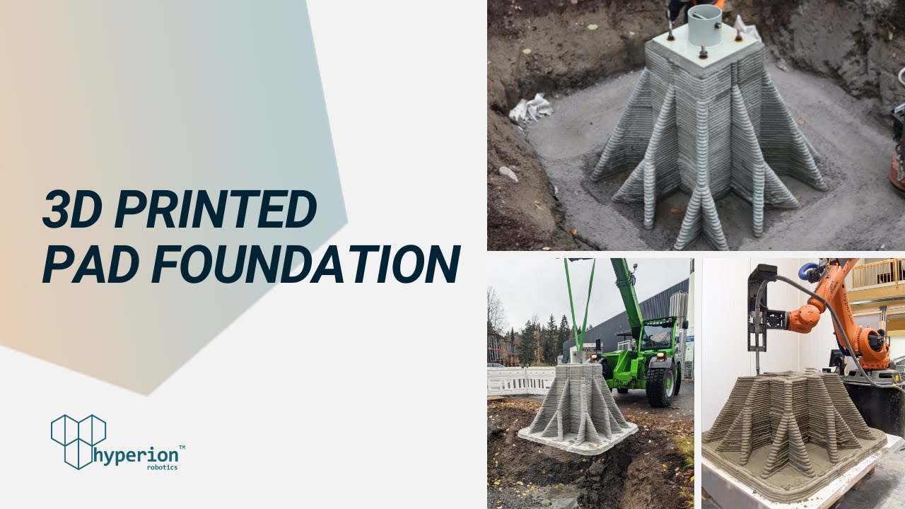 3D Printed Pad Foundation - 75% material savings by Hyperion - YouTube