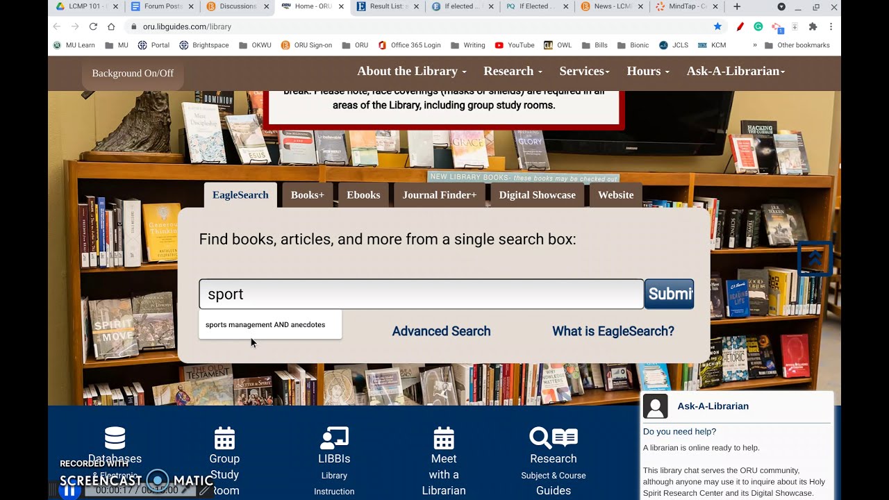 Using the ORU Library for Forum 3 - YouTube