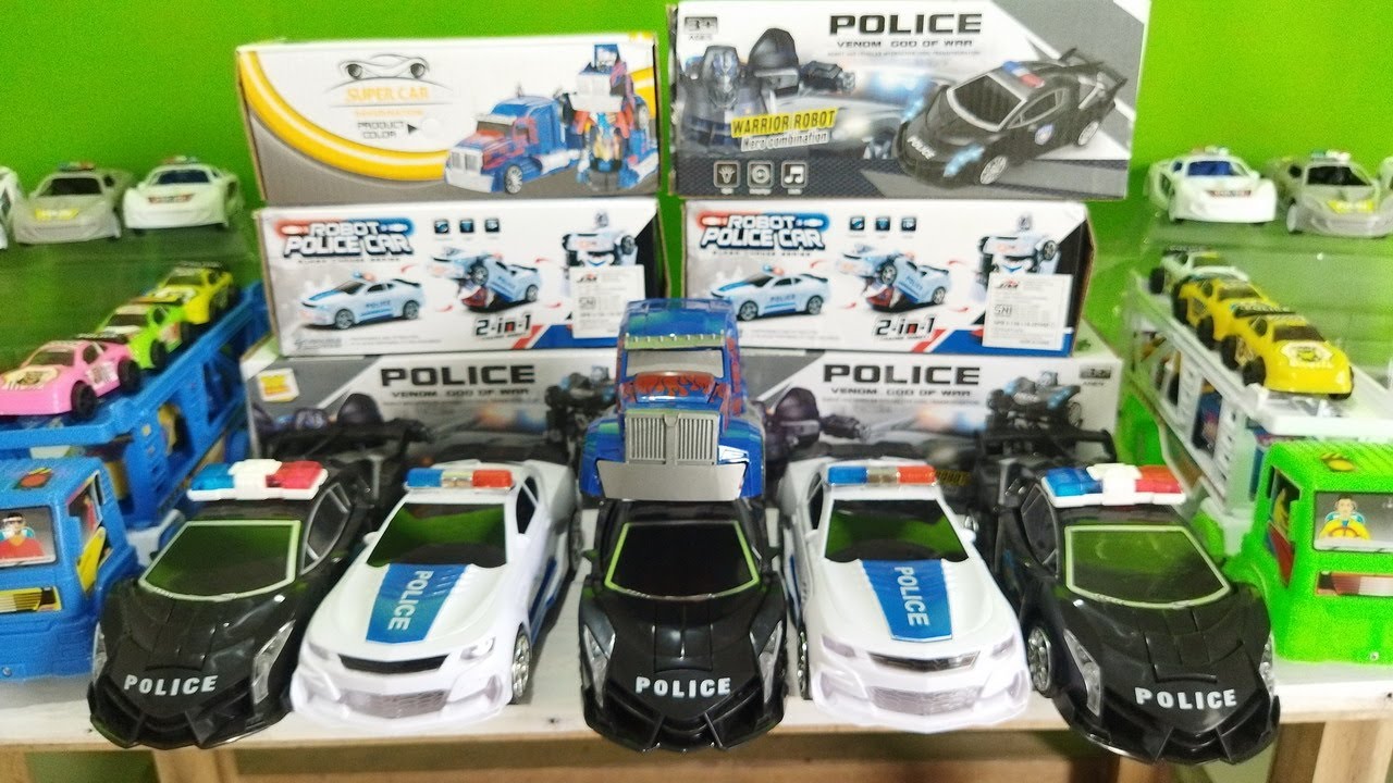 Unboxing Mobil Mobilan Polisi, Mobil Polisi Jadi Robot, Mobil Ambulan ...