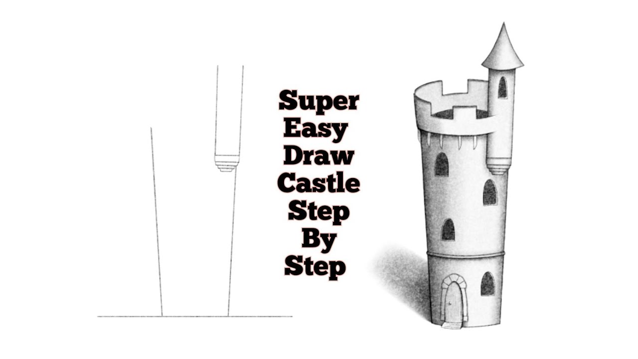 How To Draw Castle Tower Step By Step In Two Minutes |Easy Drawing For ...
