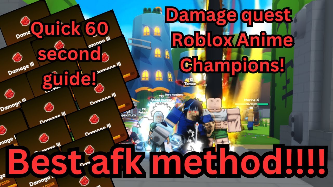 Roblox Anime Champions Sim. How to afk farm the damage quest! Quick 60 ...