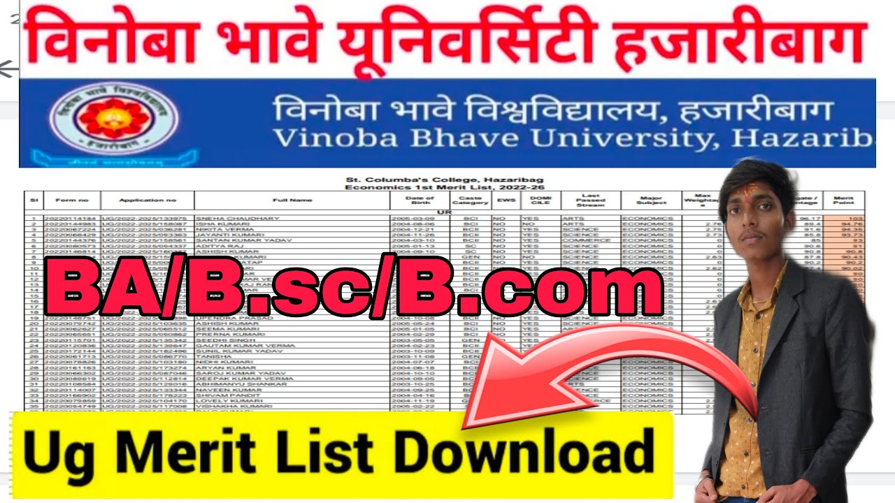 Vbu ug merit list 2022 - 2026 | Vinoba Bhave University Hazaribagh ...