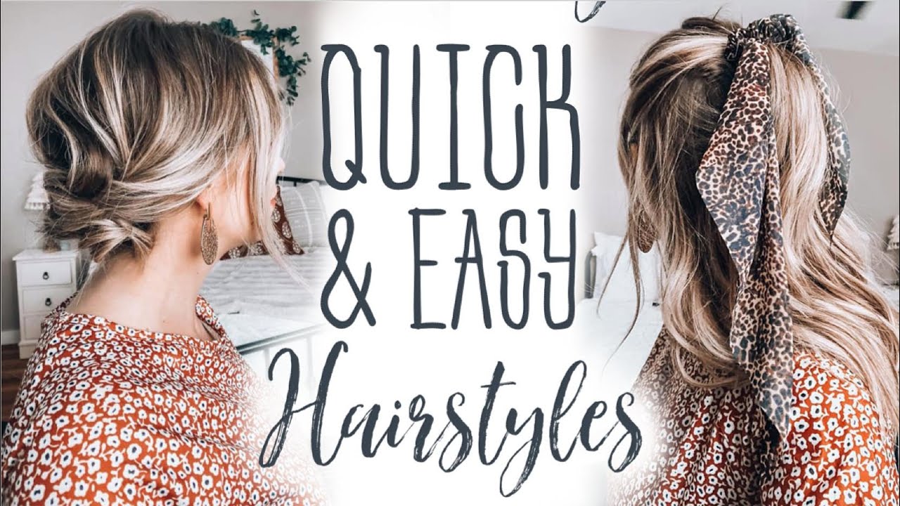 4 SUPER Quick & Easy Hairstyles | Cute Messy Hairstyles | Product Free ...