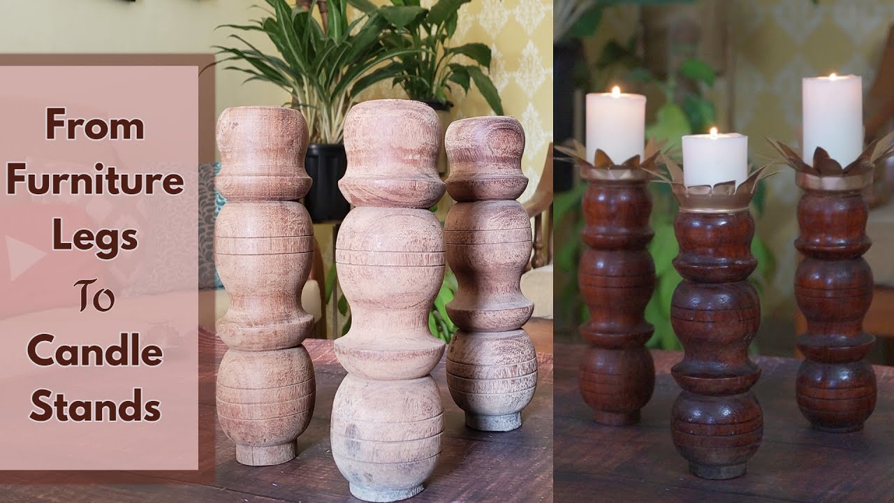 DIY Candle Stands From Furniture Legs | DIY Candle Holders - YouTube