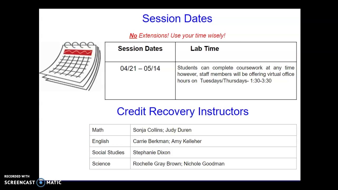 Credit Recovery- Session 3 - YouTube