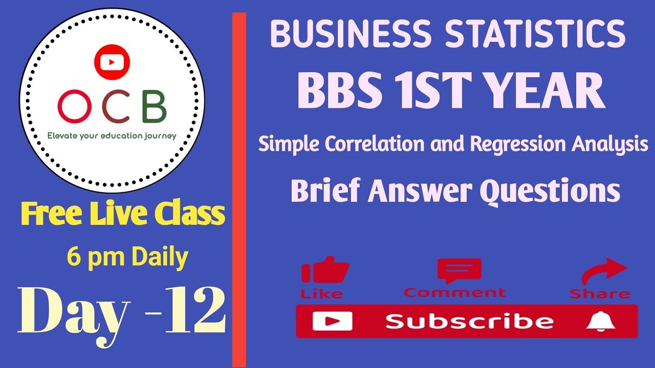 Bbs 1st year Statistics live class Day-12// Simple Correlation and ...