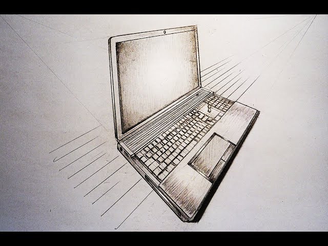 How To Draw A Computer Laptop Using One Point Perspective
