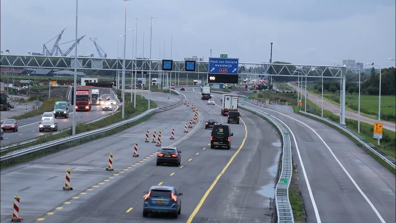 Extra rijstrook op A20 richting Hoek van Holland - YouTube