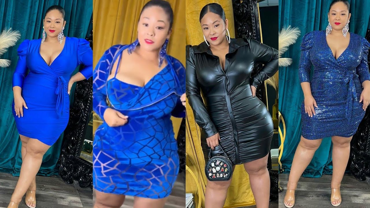 Glamorous model,curvy women in dress 👗,plus size fashion 💙🖤 - YouTube