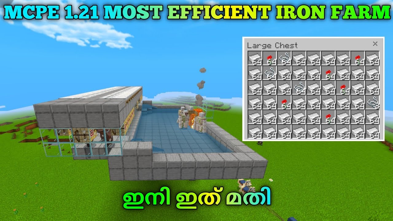 Minecraft Pe 1.21 Most Efficient Iron Farm Tutorial Malayalam | Gaudam ...