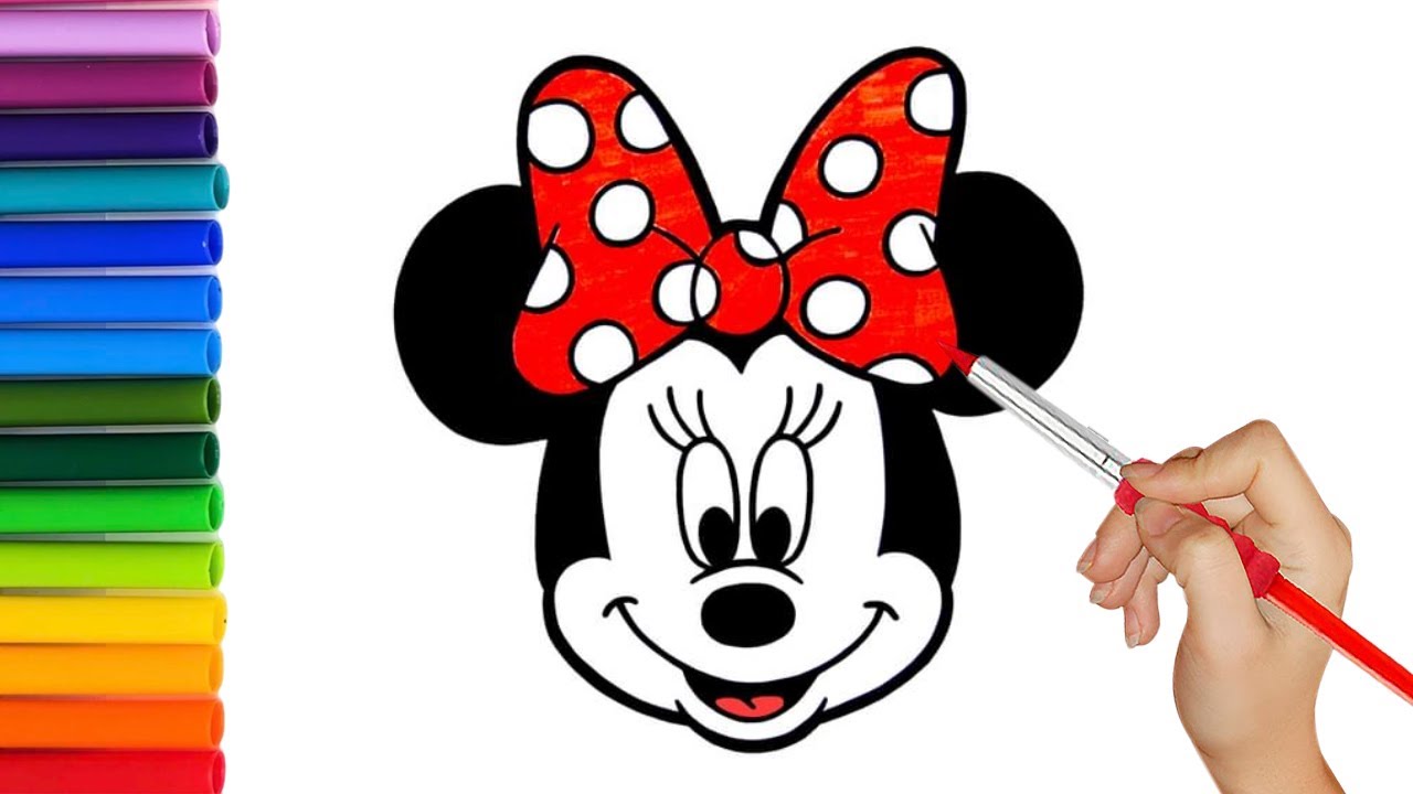 How To Draw Minnie Mouse for Kids | Drawing, Painting and Coloring ...