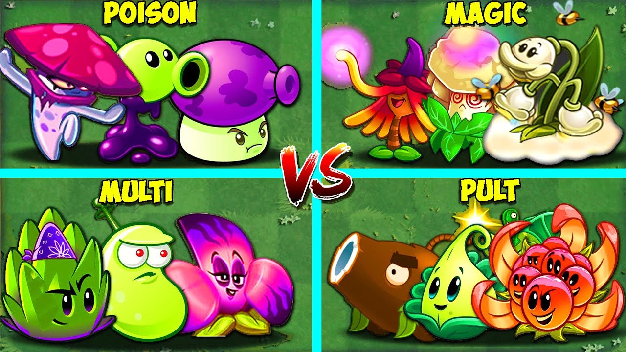 4 Team POISON x MAGIC x MULTI x PULT - Who Will Win? - PvZ 2 Team Plant ...