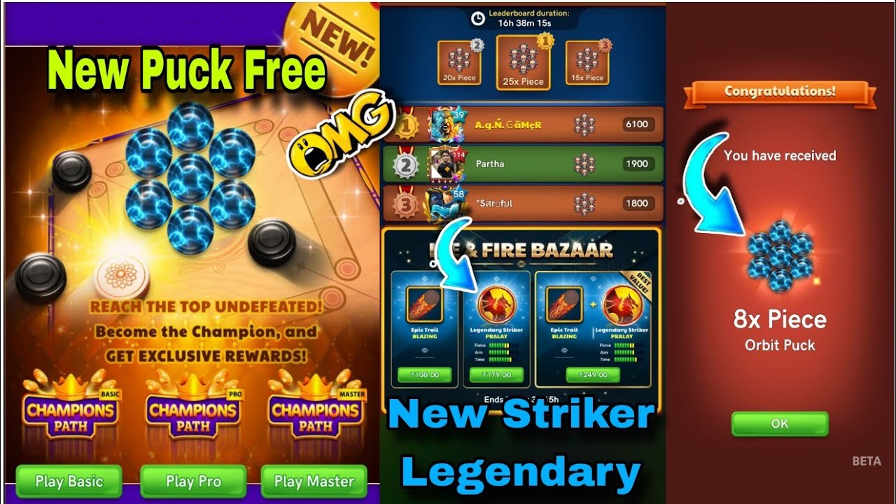 Carrom Pool New Event Champion Path💫 New Puck Free And 💫New Legendary ...