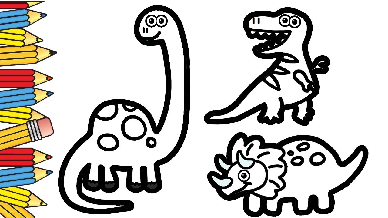 Dinosaurs 🦕🦖 Drawing, Painting and Coloring for Kids | How to Draw ...