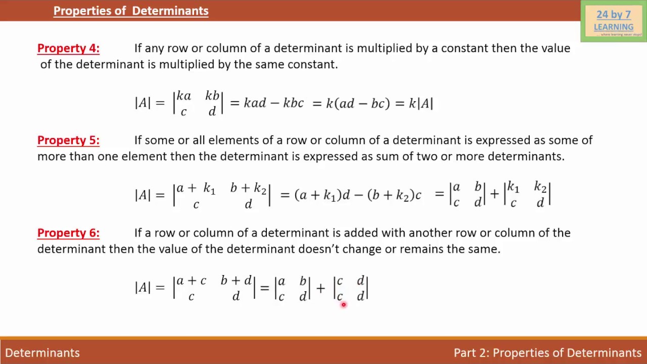 Video 23: Properties of Determinants - YouTube