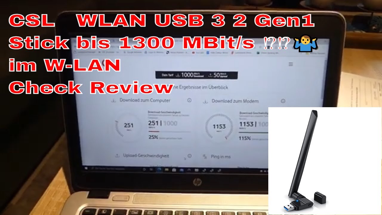 CSL WLAN USB 3 2 Gen1 Stick bis 1300 MBit/s ⁉⁉🤷‍♂️im W -LAN Check ...