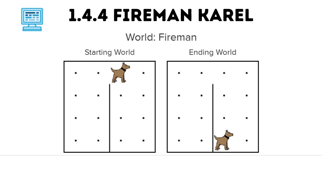 CodeHS Introduction to Programming 1.4.4 Fireman Karel #codehs #programming #javascript - YouTube